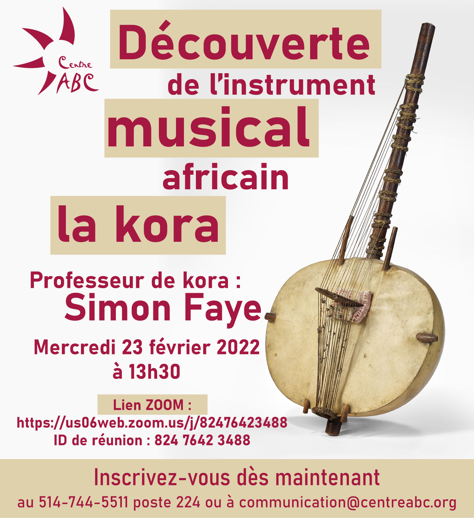 Concert de Kora – Mois de l’Histoire des Noirs – Centre ABC Support